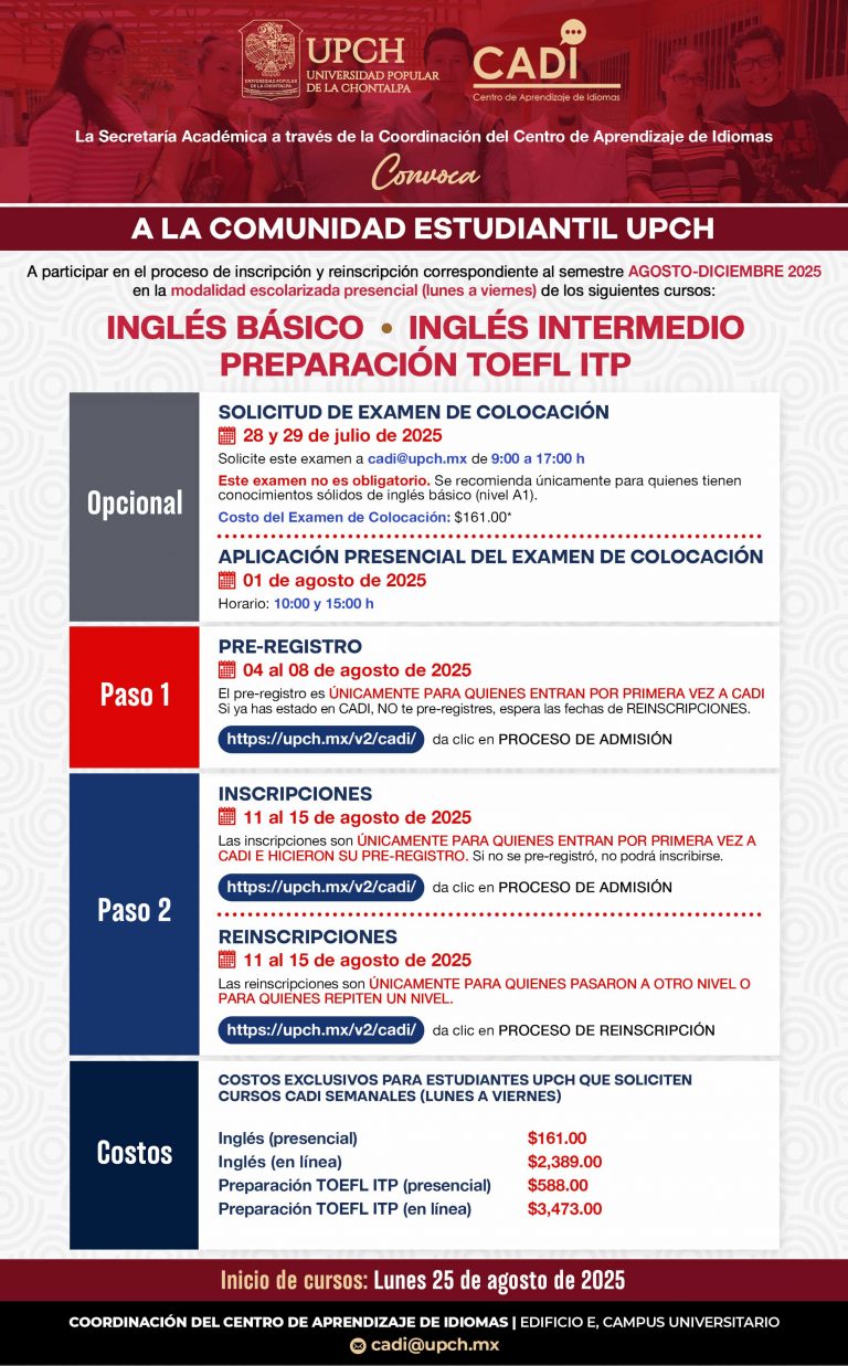 CADI – A LA COMUNIDAD ESTUDIANTIL UPCH – UPCH.MX